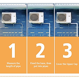 AC Parts 4'' 17 Ft Mini Split Line Set Cover, PVC Decorative Pipe Line Cover Kit for Ductless Mini Split Air Conditioner Accessories, Central AC and Heat Pump