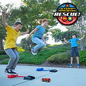 Stomp Racers Air Powered Race Cars by Stomp Rocket, Rescue Racers Pack - Dueling Stomp Racers Toy Car Launcher - Fun Backyard & Outdoor Multi-Player Kids Toys Gifts for Boys, Girls & Toddlers