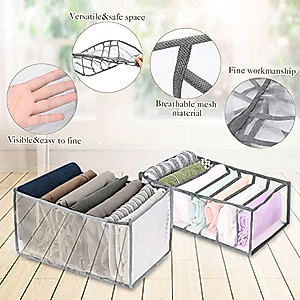 30 Pcs Wardrobe Clothes Organizer Clothing Drawer Organizer Foldable Mesh Closet Dividers Storage for Jeans, Trousers, T Shirts and Skirts (7 Grid)