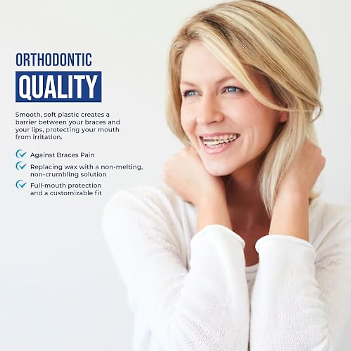 Comfort Cover Braces Guard/Lip and Mouth Protector - Snap on Cover Strip for Braces - Orthodontic/Dental Quality (Clear)