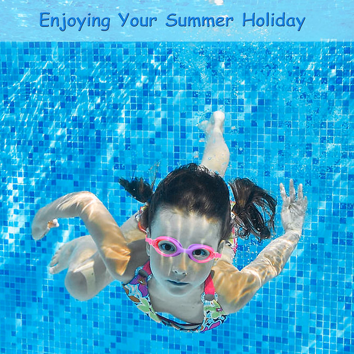 EWPJDK Kids Swim Goggles - 2 Pack Swimming Goggles Anti Fog Anti-UV No Leaking For Children Teens Boys & Girls Age 3-15 (Purple & Blue)