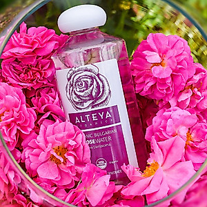 Alteya Organics Rose Water USDA Certified Organic Facial Toner, 17 Fl Oz/500mL Pure Bulgarian Rosa Damascena Flower Water, Award-Winning Moisturizer BPA-Free Bottle with Reducer