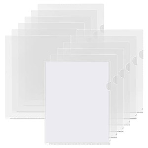 KTRIO 12 PCS Plastic File Folders, Clear Project Pockets, Transparent Plastic Sleeves, L-Type Documents Folders Jacket, Paper Sheet Protectors for Office School, Fits for Letter Size