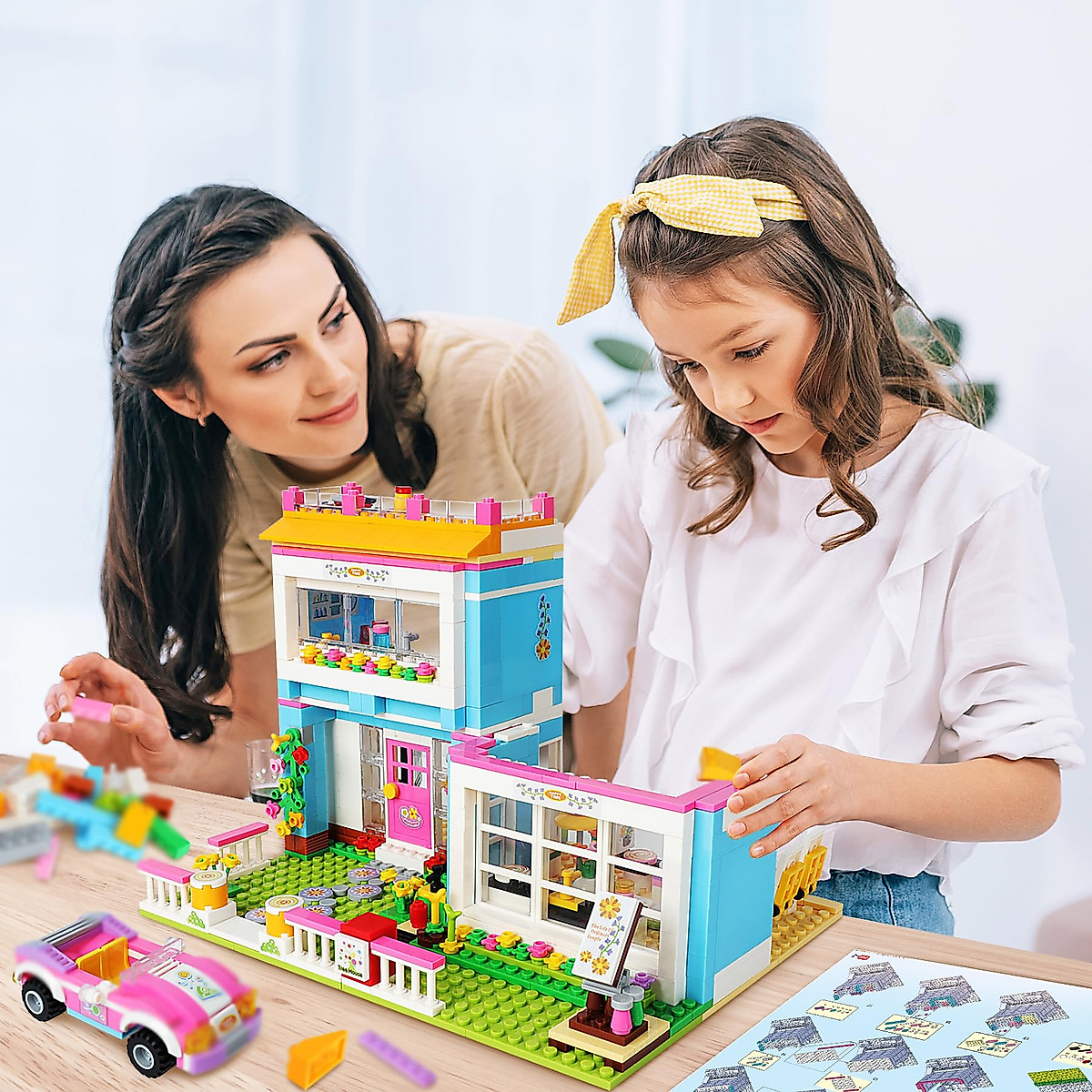 Friends House Building Toy Set for Girls, Friends Family House Supermarket Building Kit with Storage Box, Creative Roleplay Building Blocks Toy Gifts for Kids Boys Girls Aged 6-12 (1657 Pieces)