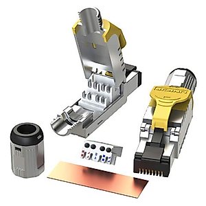LINKUP - [GHMT & DSX8000 Certified] Cat8 Ethernet Cable Connector (12-Pack) RJ45 Metal Tool Free Easy Termination Plug | for 2000MHz 2GHz 40G Double Shielded Solid LAN Cable 22AWG-24AWG
