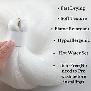 Leticia White Braiding Hair Pre stretched Kanekalon prestretched Braiding Hair Ez Braid Hypoallergenic Synthetic Box Braiding Hair Extensions 26 Inch