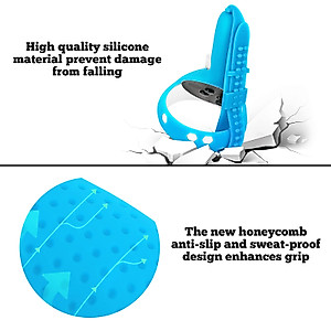 Kuways Design Silicone Touch Controller Grip Cover for Oculus Quest 2 Accessories, Anti-Throw Protector with Adjustable Knuckle Straps, Full Cover Handle Sleeve (Light Blue)