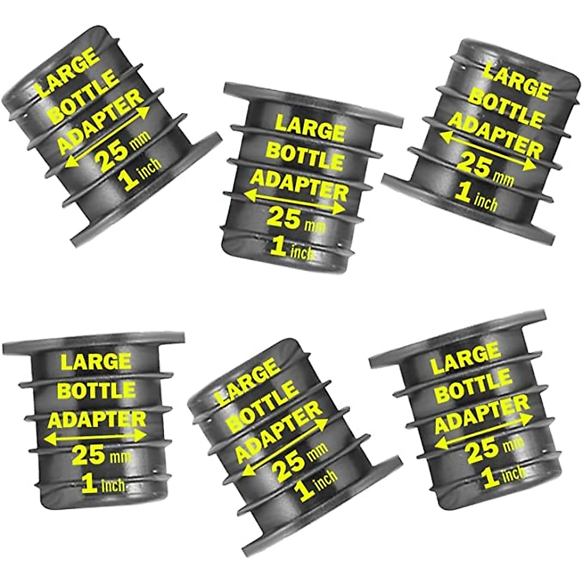 Liquor Pourer Adapters 6 Pk - Adapt Any Liquor or Oil Pourer Spout into a Large Liquor Pourer - Fits Extra Large Bottles up to 1 Inch / 25mm Neck