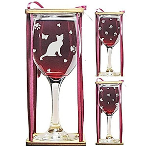 Cat Stemmed Wine Glass with Charm and Presentation Packaging