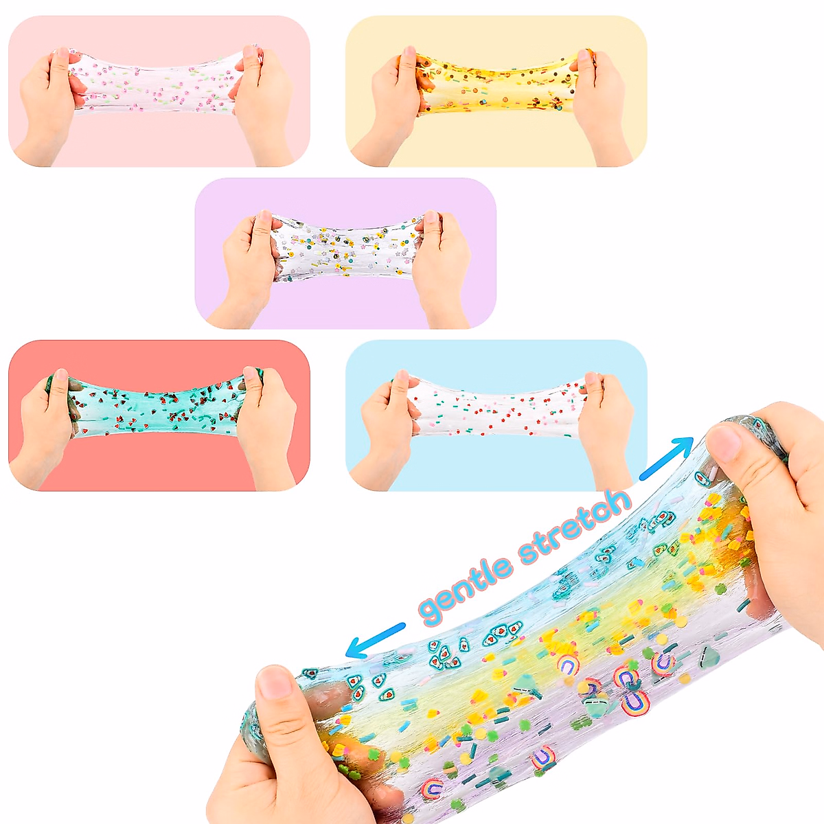 8 Pack Jelly Cubes Slime Kit,Non Sticky,Super Soft Sludge Toy,Birthday Gifts for Kids,DIY Premade Crystal Glue Boba Slimes Party Favor for Girls & Boys.