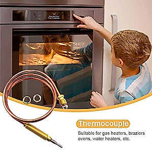 Patio Heater Thermocouple Replacement, Propane Gas Patio Heater Repair Replacement Parts with Nuts 600mm, for Patio and Room Heater Garden Outdoor Heater Accessories(as shown)