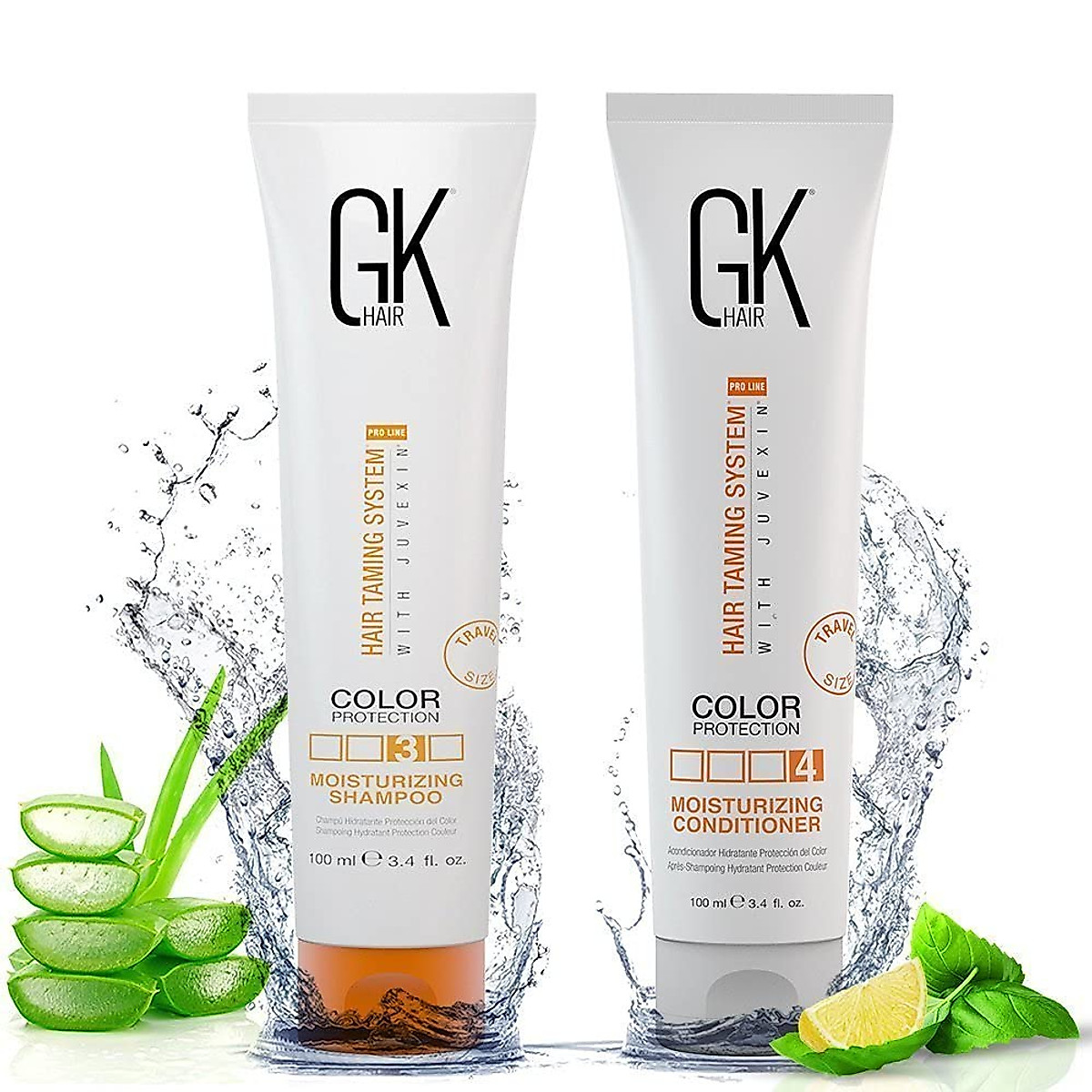GK HAIR Global Keratin Moisturizing Shampoo and Conditioner Set 100ml I Volumizeher Spray Hair Thickening Spray for Women and Men