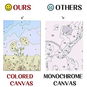 Mushroom Paint by Number for Adults, Hlison 4 Packs Easy Mushroom Paint by Numbers, Mushroom DIY Kids Adult Paint by Numbers for Beginner, Gift Home Wall Decor 16x20 Inch