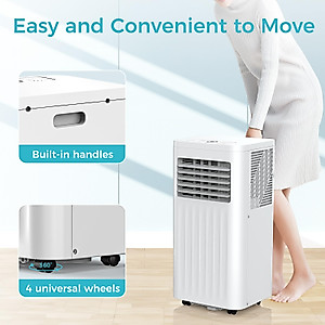 COWSAR 10,000 BTU Portable Air Conditioners, Portable AC Unit Cools Up to 450 Sq.ft with Remote, 4 Modes Room Air Conditioners with Digital Display/Swivel Wheels/Installation Kits/24H Timer, White