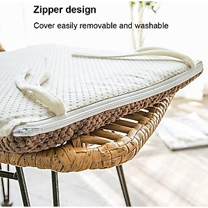 ETULLE 1/2/4 Packs Chair Cushion Solid Color Dining Chair Pad with Ties, Kitchen Non-Slip Chair Pad Soft Seat Cushion with Machine Washable Cover (Color : Coffee, Size : Set of 4)