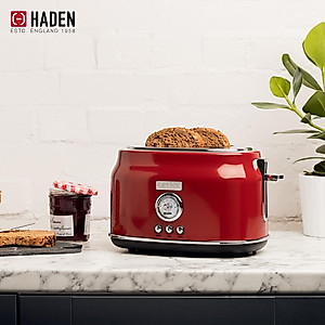 Haden Dorset 2 Slice Wide Slot Stainless Steel Toaster with Adjustable Browning Control & Non-Slip Feet, Rectory Red