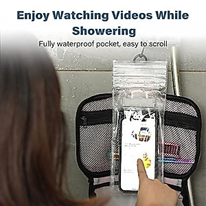 Zoosa Gym Shower Bag, Portable Mesh Shower Caddy Bag with Phone Pocket for Dorm, Full Size Bottle Compatible, 2022 Upgraded Hanging Travel Shower Bag