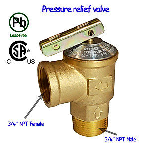 HQMPC Tankless Water Heater Isolation Valves Tankless Water Heater Flush Kit Tankless Valve Kit 3/4" NPT, Including 1 Valve For Hot water,1 Valve For Cold Water, 1 Pressure Relief Valve