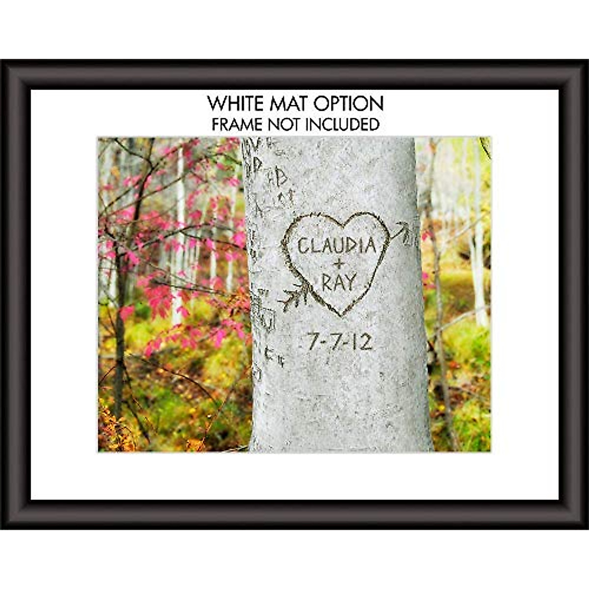 Woodland Carved Heart Tree Personalized Print