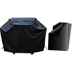 a1cover Grill Cover, Heavy Duty Waterproof Barbeque Grill Covers Fits Weber, Holland, Jenn Air, Brinkman, Char Broil, Medium 58" Included Grill Mat（Black