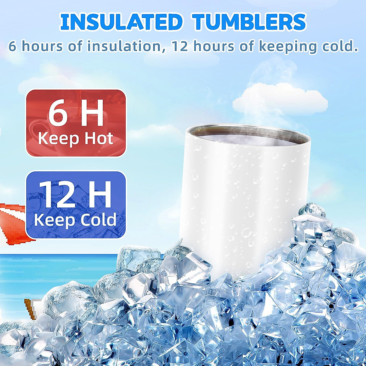 IAMGlobal 4 Pack 12 Oz Sublimation Tumbler Set With Lids and Straws, 304 Stainless Steel Travel Tumblers