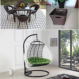 Queenbox 7x1.2mm 196 ft Flat Plastic Rattan, Round Synthetic Wicker Replacement Material for Basket Chair Sofa Table Furniture, 28