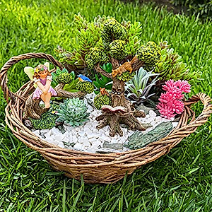 Mood Lab Fairy Garden Miniature Fairy with Reading Tree Statue - Figurines and Accessories Kit of 2 pcs