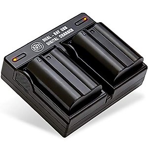 BM Premium 2 Pack of EN-EL15B Batteries and Dual Battery Charger for Nikon Z6, Z7, D780, D850, D7500, 1 V1, D500, D600, D610, D750, D800, D800E, D810, D810A, D7000, D7100, D7200 Digital Cameras