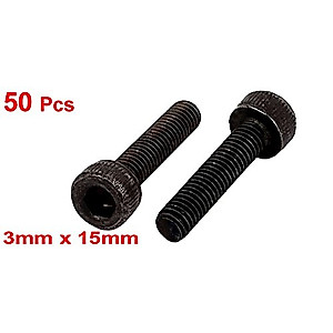 uxcell 50Pcs 3mm x 16mm Metal Hexagon Socket Head Cap Screws Bolts 19mm Length