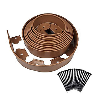 Instant Edging - Brown 20ft Premium No Dig Yard Edging Kit, for Landscaping, and Flower Gardens Border - (2" High) - Includes 18 Edging Stakes (Brown)
