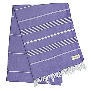 Bersuse 100% Cotton - Anatolia XL Throw Blanket Turkish Towel - 61 x 82 Inches, Dark Purple