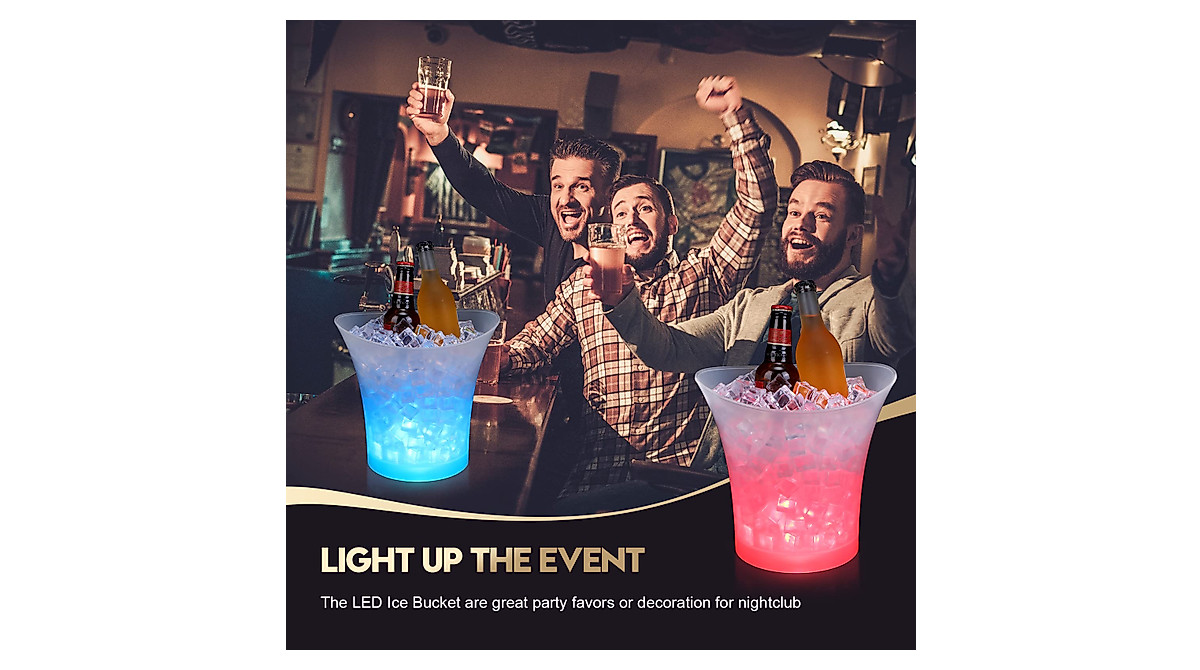 18 Pcs LED Ice Bucket Set with LED Light, Scoop & Clips for Parties