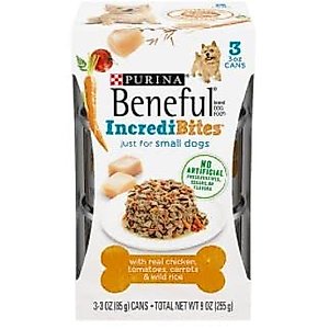 Purina Beneful IncrediBites with Real Chicken, Tomatoes, Carrots & Wild Rice Dog Food 3-3 oz. Cans