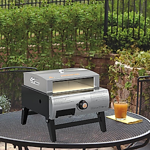 BakerStone Pizza Oven with Portable Gas Grill Outdoor Propane Pizza Ovens Camping Grill Kit with Baking Tray, Steel Pizza Peel/Paddle, Pizza Turner, Cutter
