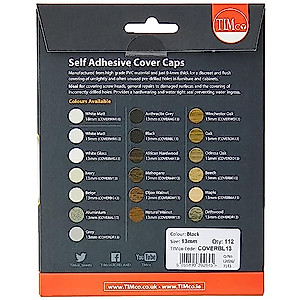 TIMco Self-Adhesive Cover Caps 13 mm - Black - (Pack 112) - COVERBL13