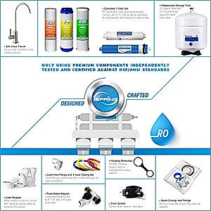 iSpring RCC100P High Capacity 5-Stage Under Sink Water Filter Reverse Osmosis RO Drinking Water Filtration System, 100 GPD, Performance-boosted