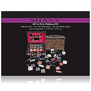 SHANY Carry All Makeup Train Case with Pro Makeup Set, Makeup Brushes, Lipsticks, Eye Shadows, Blushes, and more - Leopard