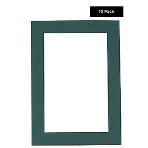 Pack of TEN 16x20 Mats Bevel Cut for 13x16 Photos - Acid Free Forest Green Precut Matboards For Pictures, Photos, Framing - 4-ply Thickness