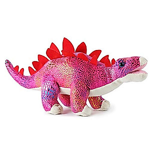 BUILD ME Plush Dinosaur Stuffed Animal Set of 4 Soft Dinosaurs, 12" Stuffed Dinosaur Set Includes T-Rex Brachiosaurus Stegosaurus and Triceratops Toys for Boys, Volcano Toys for Kids 3-5