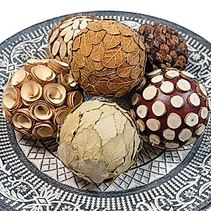 CIR OASES Decorative Filler Balls for Centerpiece, 6 PCS 3.5 Inch Natural Tone Bowl&Vase Filler Balls for Home Decoration, Dough Basket Fillers