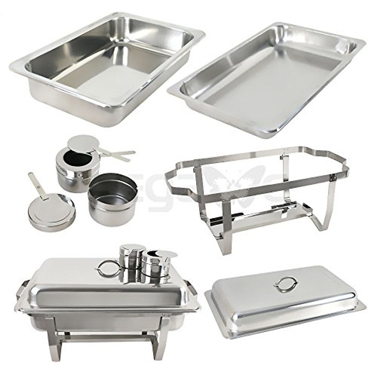 Elegant Design Durable Frame 4 PACK CATERING STAINLESS STEEL Welded CHAFER CHAFING DISH SET 8 Quart PARTY PACK Buffets, Hotel Breakfast Area, Brunches, Wedding Banquets Mirror Dripless Water Pan