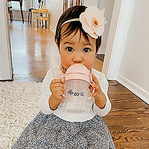 Weighted straw cup | ZoLi BOT Straw Sippy Cup Blush Pink, most loved training cup, toddler transition cup, sippy cup with handles