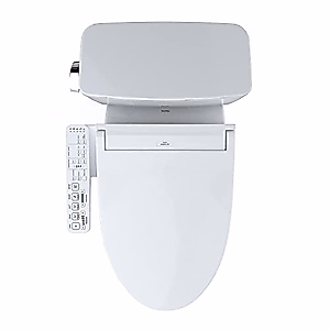 TOTO Drake WASHLET+ Two-Piece Elongated 1.6 GPF Universal Height TORNADO FLUSH Toilet with C2 Bidet Seat, Cotton White - MW7763074CSFG#01