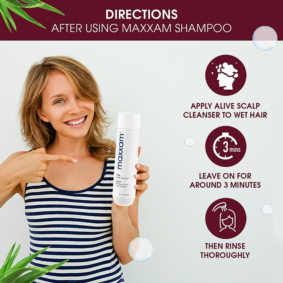 Maxxam Alive Cleansing Shampoo for Hair Growth and Scalp Care, Fermented Rice Shampoo for Clean and Youthful Hair