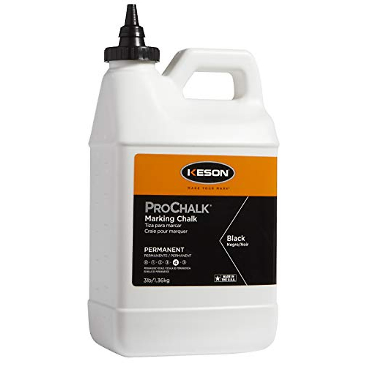 Keson 103BLACK Prochalk Semi-Permanent Marking Chalk, 3 lb, Black