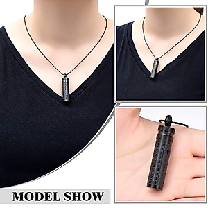 constantlife Cremation Jewelry for Ashes Openable Pill Case Urn Necklace Keepsake Perfume Memorial Pendant Locket Charm Accessories (Black)
