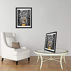 Finefrarm 12x16 Frames Display 11x14 Picture with Mat or 12 x 16 Photo Without Mats Black Picture Frames Wall Art for Living Room and Office Wall Mounting Decor