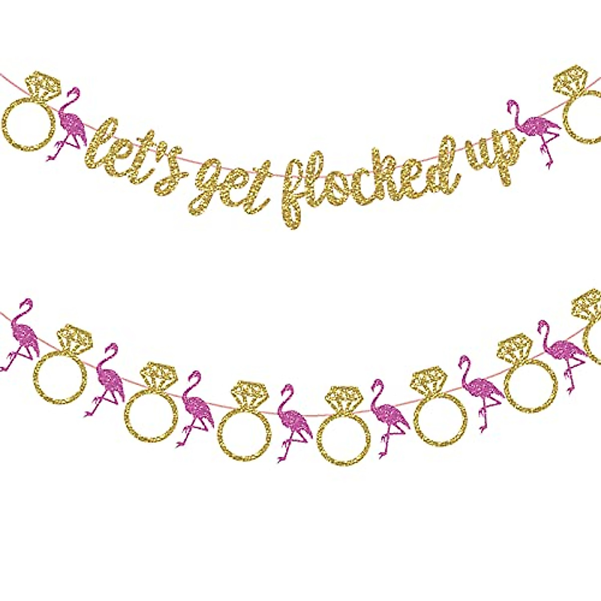 Let's Get Flocked Up Banner Flamingo Diamond Ring Party Garland Final Flamingle Party Decor Hawaii Luau Flamingo Tropical Summer Beach Pineapple Bachelorette Themed Party Supplies Decorations