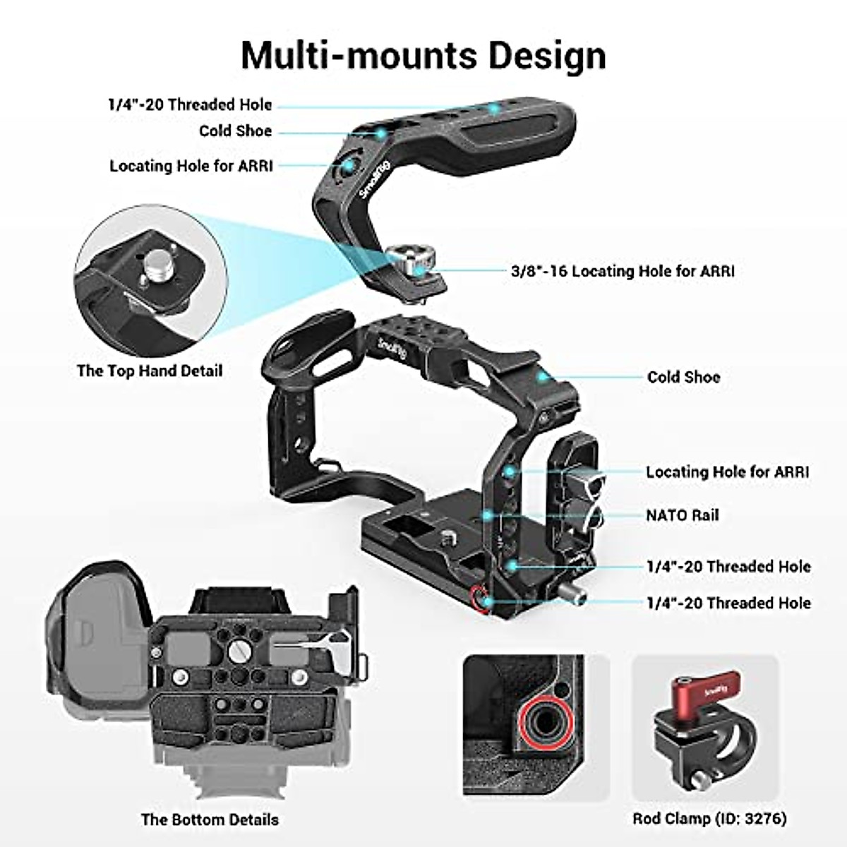 SmallRig R5C Camera Cage Handheld Kit for Canon R5 C with Top Handle, Full Cage, Cable Clamp for HDMI&USB-C -3891