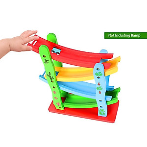 Lewo 12 Pack Mini Wooden Race Replacement Cars for Ramp Toy Toddlers Race Car Racer Set